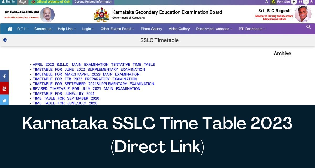 Karnataka SSLC Time Table 2023 Direct Link 10th Class Exam Dates Karnataka SSLC Time Table 2023 Direct Link 10th Class Exam Dates