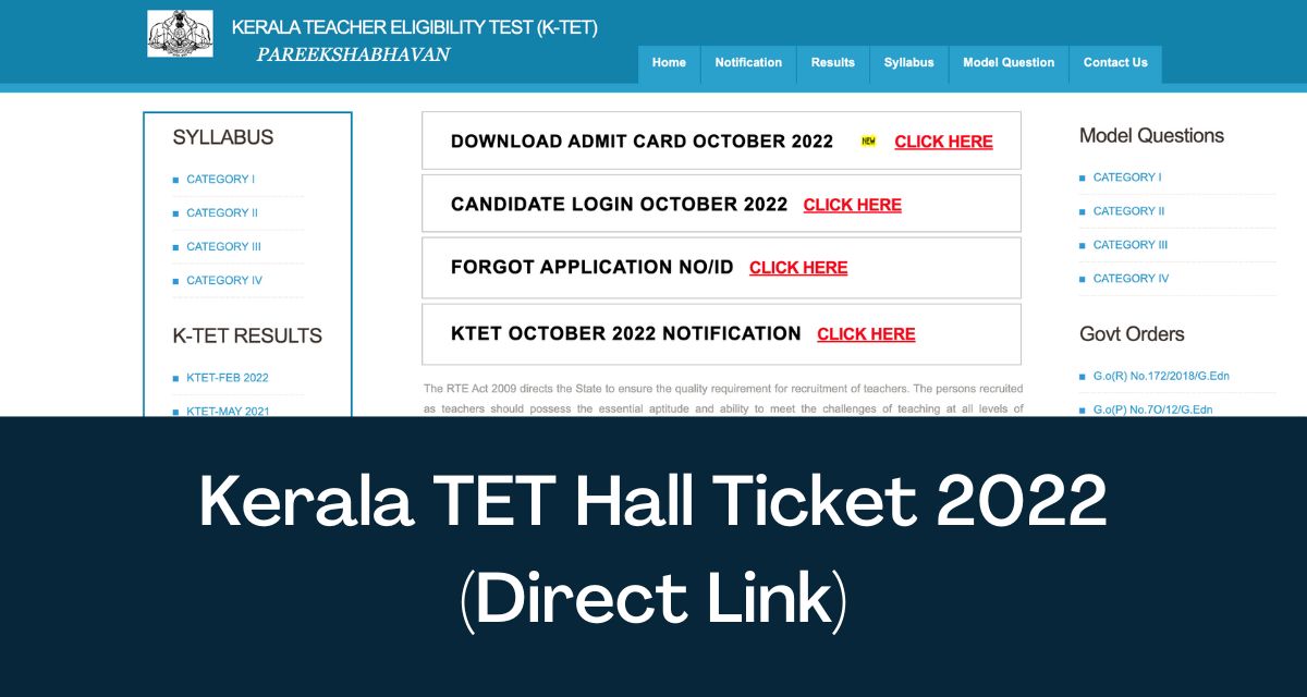 Kerala TET Hall Ticket 2022 - Raj Education