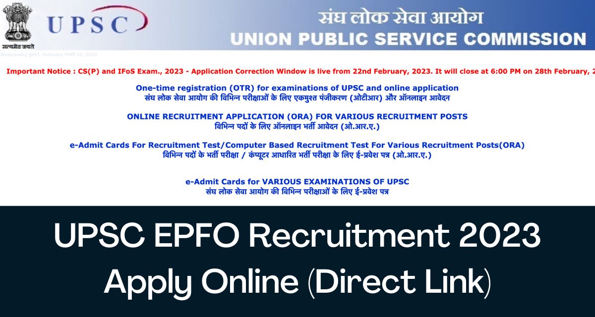 Upsc Epfo Exam Form 2023 Printable Forms Free Online