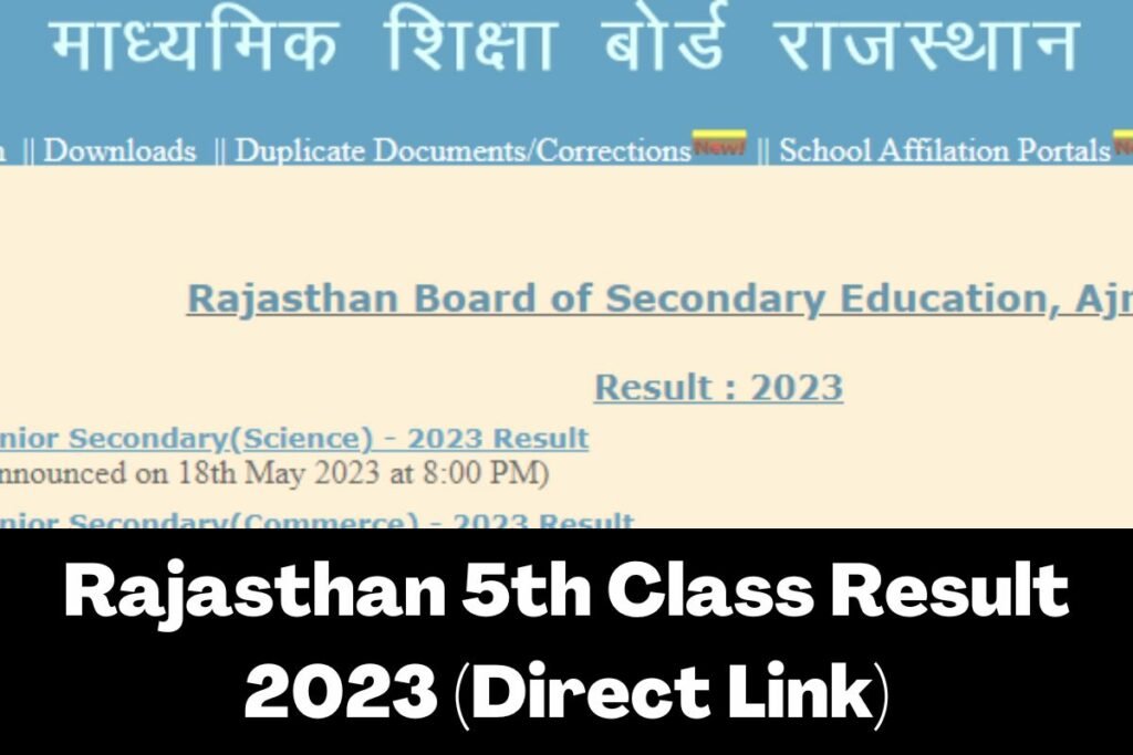 Rajasthan 5th Class Result 2024 Direct Link Shala Darpan Class 5 Rajasthan 5th Class Result 2024 Direct Link Shala Darpan Class 5